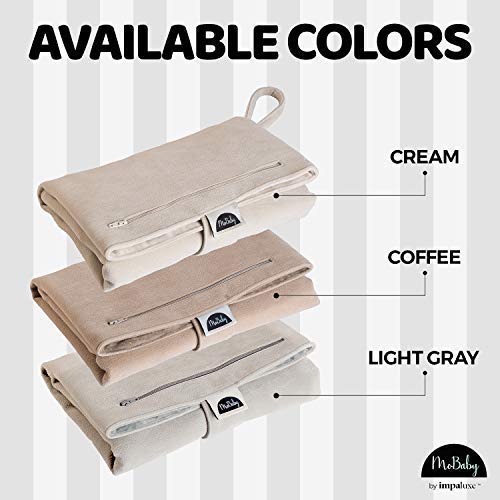 MoBaby Portable Changing Pad, Luxurious Soft-as-Suede Change Clutch, Oeko-TEX Certified, Machine Washable, Chic & Cushioned for Baby, Infant, & Newborn, Light Gray Color
