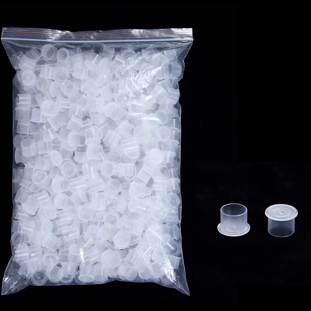 Tattoo Ink Caps Medium,1000pcs White Plastic Disposable Tattoo Ink Cups with Base,Makeup Tattoo Pigment Ink Cap Sizes 13mm Medium for Tattoo Ink,Tattoo Kits,Tattoo Supplies (M)