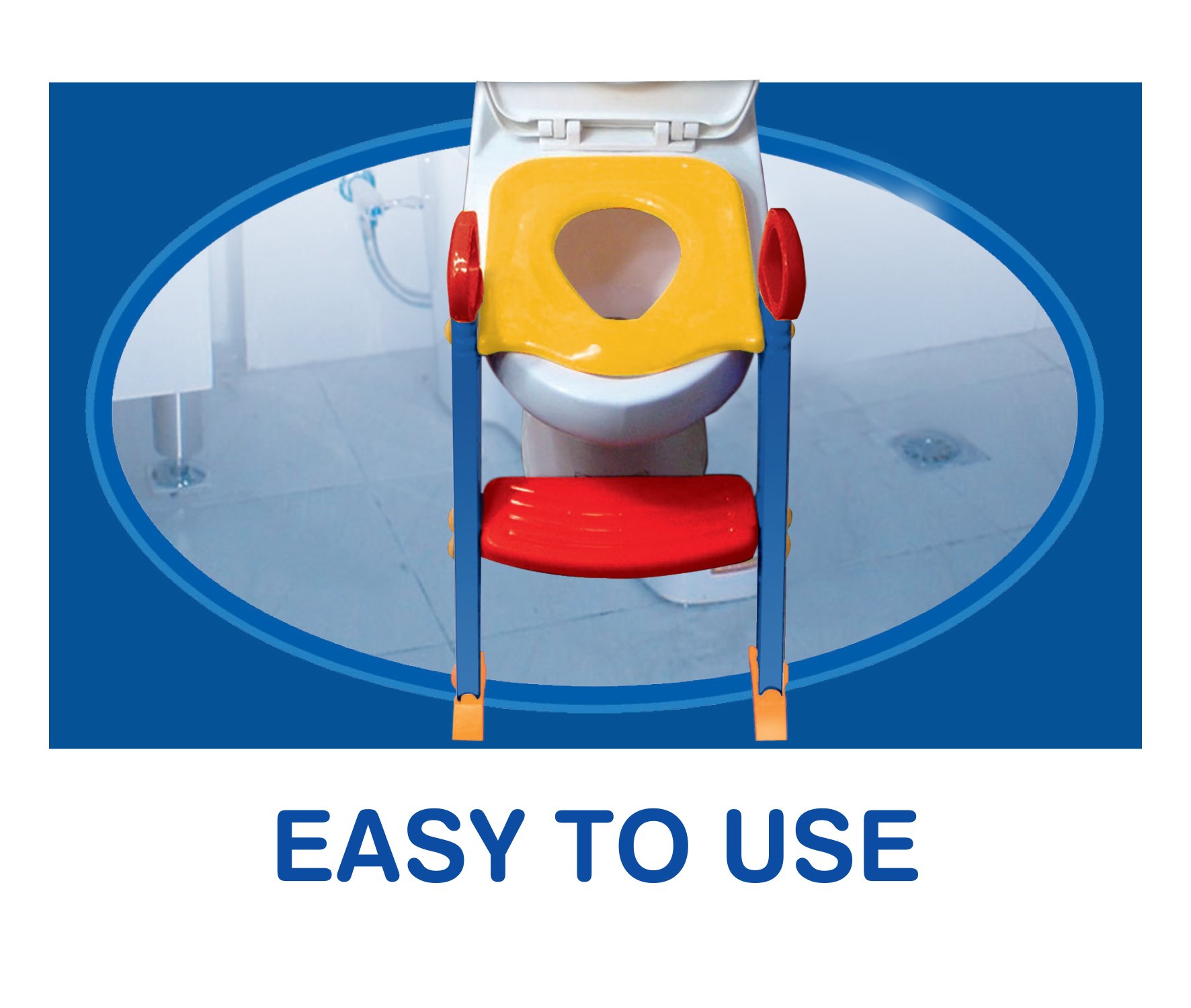 Chummie Joy 6 In 1 Portable Potty Training Ladder Step Up Seat For Boys And Girls With Anti-Skid Feet, Adjustable Steps, Comfortable Potty Seat And Handrail,Multi-Color