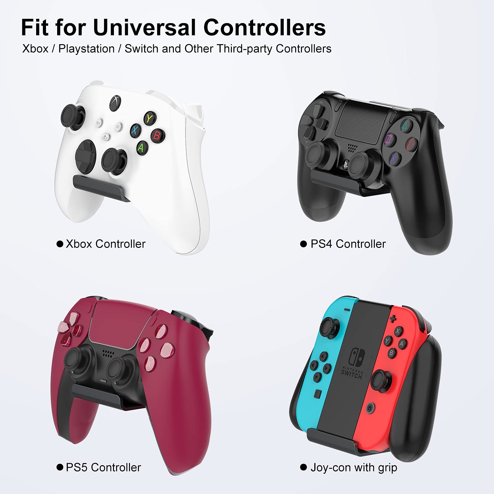 6 Pack Foldable Controller Holder Wall Mount for Xbox Switch Pro PS5 PS4 PS3 Strong Adhesive/Screw Upgraded Controller Stand Hanger with Anti-slip Pad Universal Game Controller & Headphone Accessories