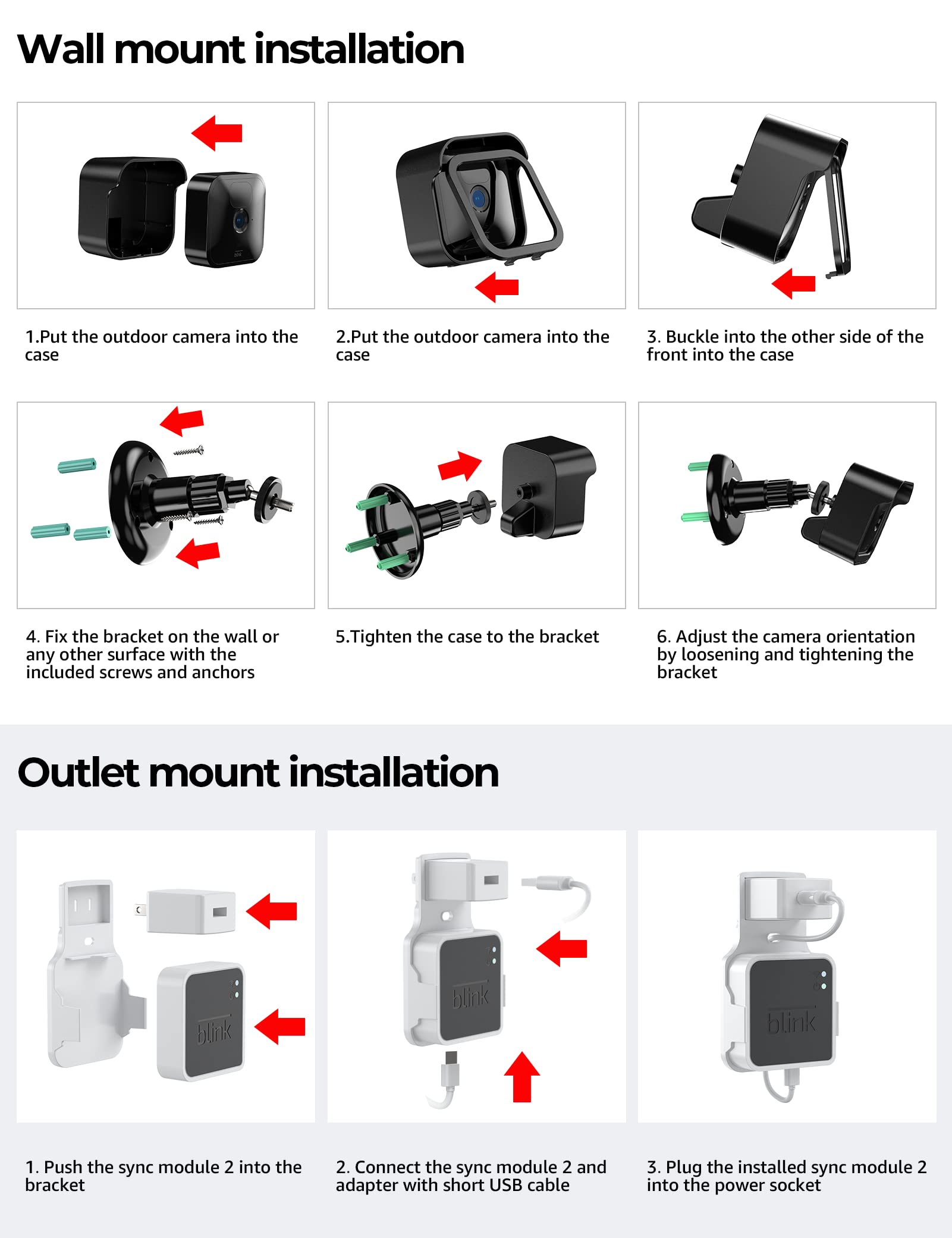 Blink XT XT2 Camera Wall Mount Bracket ,Weather Proof 360 Degree Protective Adjustable Indoor/Outdoor Mount and Cover for Blink XT XT2 Home Security Camera Anti-Sun Glare UV Protection Black(3 Pack)