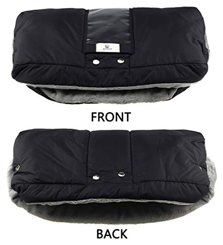 Fleece Stroller Hand Muff, BETITETO Winter Anti-Freeze Gloves for Baby Stroller Jogger Pram Water Resistant Warmer Gift for Parents and Caregivers (Black)