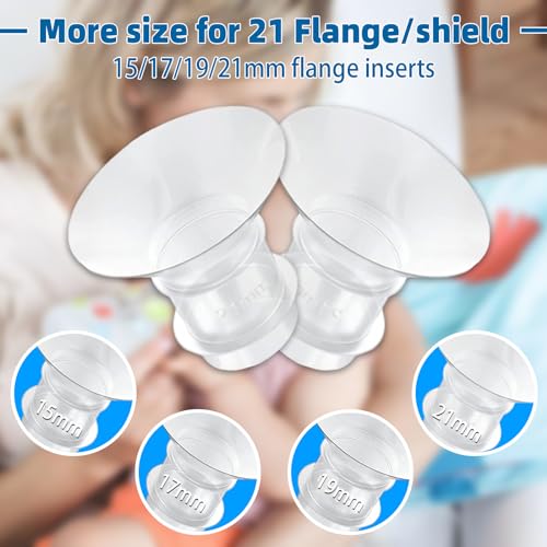 8 PCS Flange Insert 15/17/19/21mm, Compatible with Momcozy,Medela, Willow, S9/S10/S12 Wearable Breast Pump Flange Inserts, Reduce 24mm Shield/Flange Nipple Tunnel Down to Correct Size