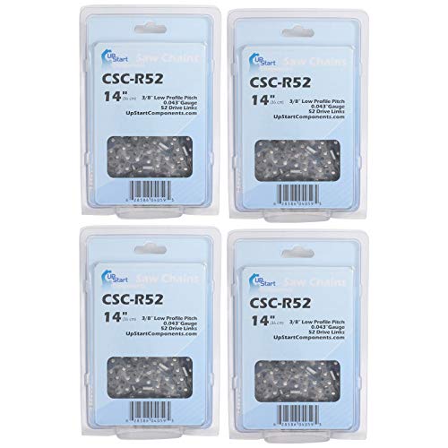 4-Pack 14-Inch Chainsaw Chain Replacement for Husqvarna H38 52 - (14", 3/8", 043", 52 Drive Links)