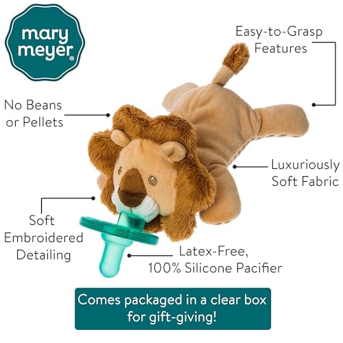 Mary Meyer WubbaNub Soft Toy and Infant Pacifier, Afrique Lion (42554), 1 Count (Pack of 1)