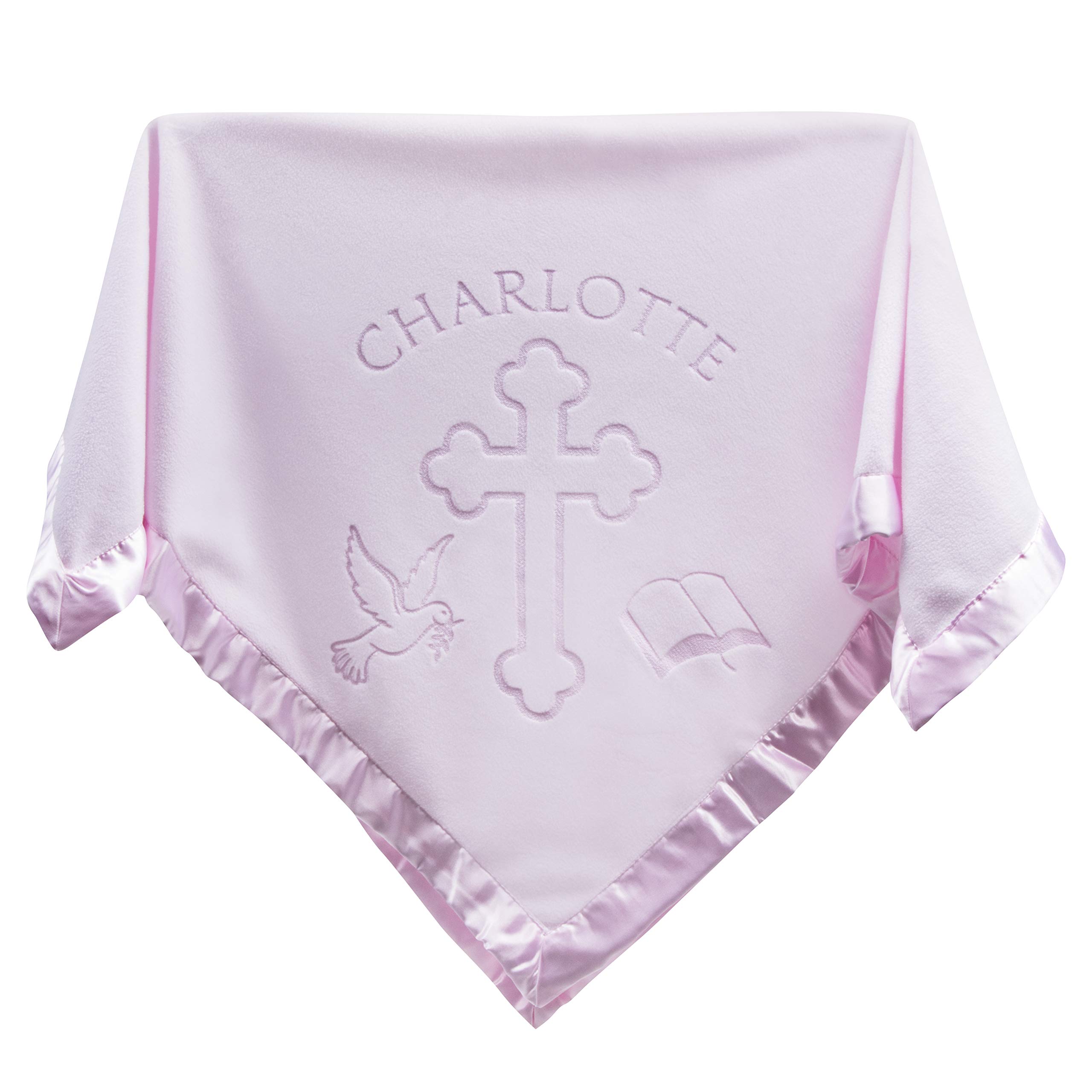 Custom Catch Personalized Baptism Baby Blanket Gift - Girl Name for Christening (Pink, 1 Text Line)