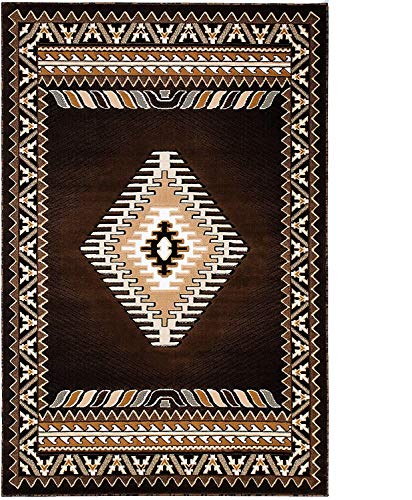 Native American Western Tribal Brown Area Rug (8 Feet X 10 Feet)