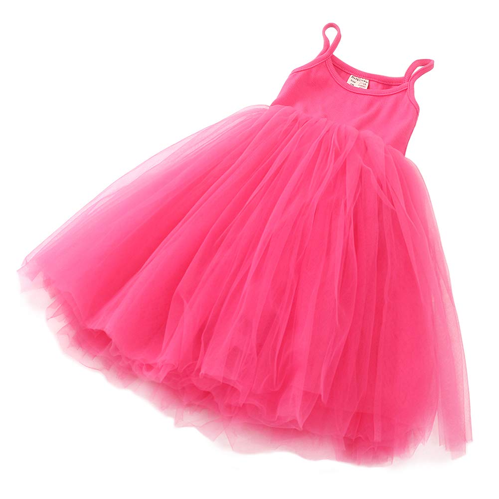 ZINPRETTY Toddler Dress Baby Girls Tutu Playwear Sleeveless Birthday Party Outfit Infant Tulle Sundress Knee Length 3-4T Rose