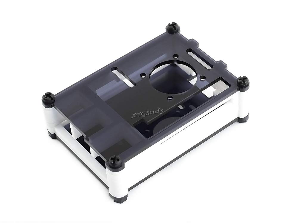 XYGStudy Black/White Acrylic Fully Protection Cover Case for Raspberry Pi 4 Model B, with Cooling Fan (PI4-CASE-B)