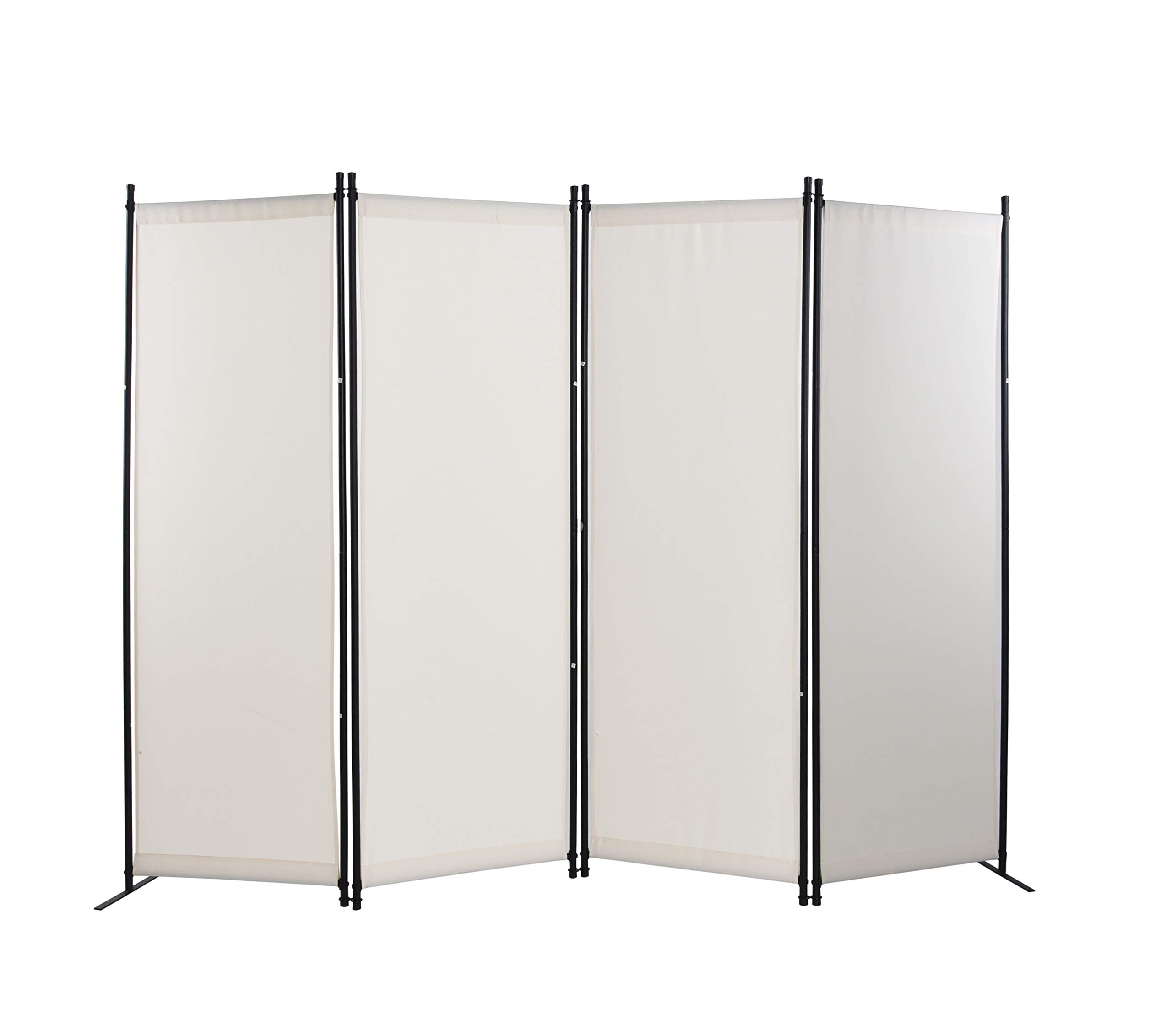 4 Panel Room Divider Privacy Screens Home Office Accents Folding Steel Frame White (White)