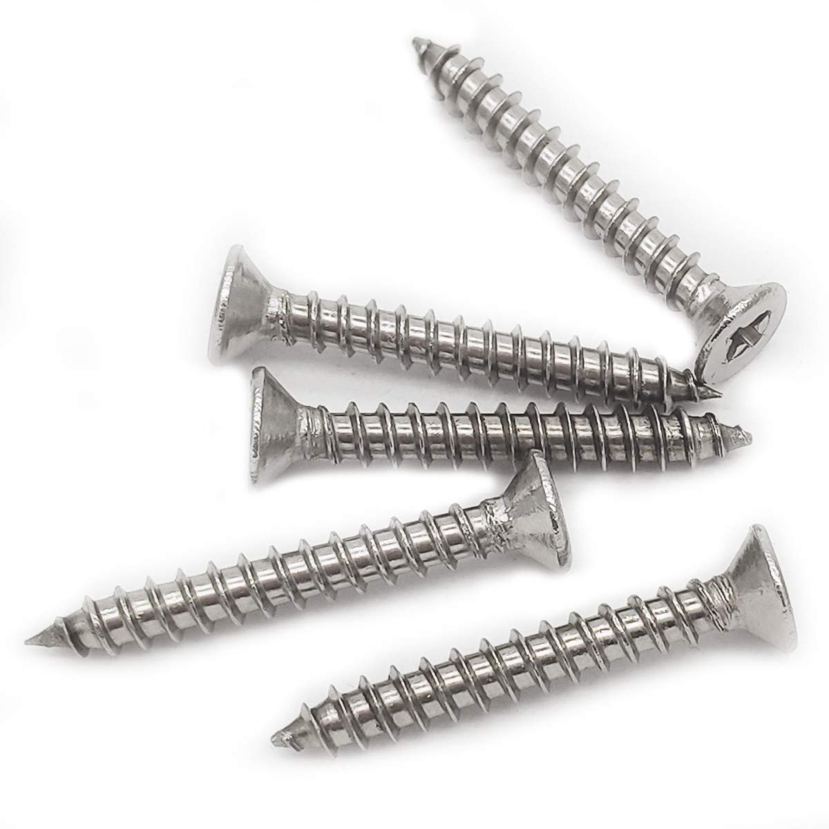 ZLYY 100pcs M4x30mm Stainless Flat Head Phillips Self-Tapping Wood Screw 18-8 (304) Stainless Steel Screw
