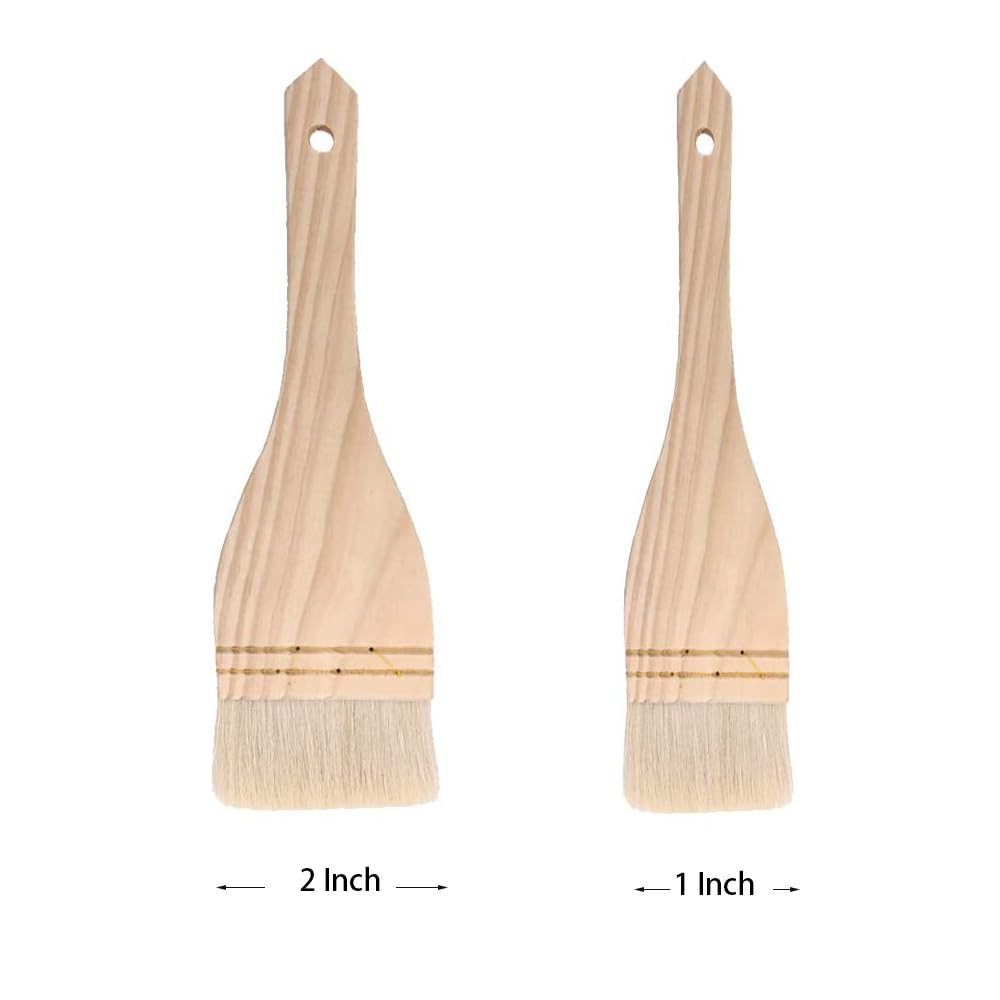 Alminionary 4Pcs Pastry Brushes Basting Oil Brush with Boar Bristles and Hardwood Handles BBQ Cooking Baking Brush for Spreading Butter, Egg Liquid to Pastries, Dessert, Bread Dough