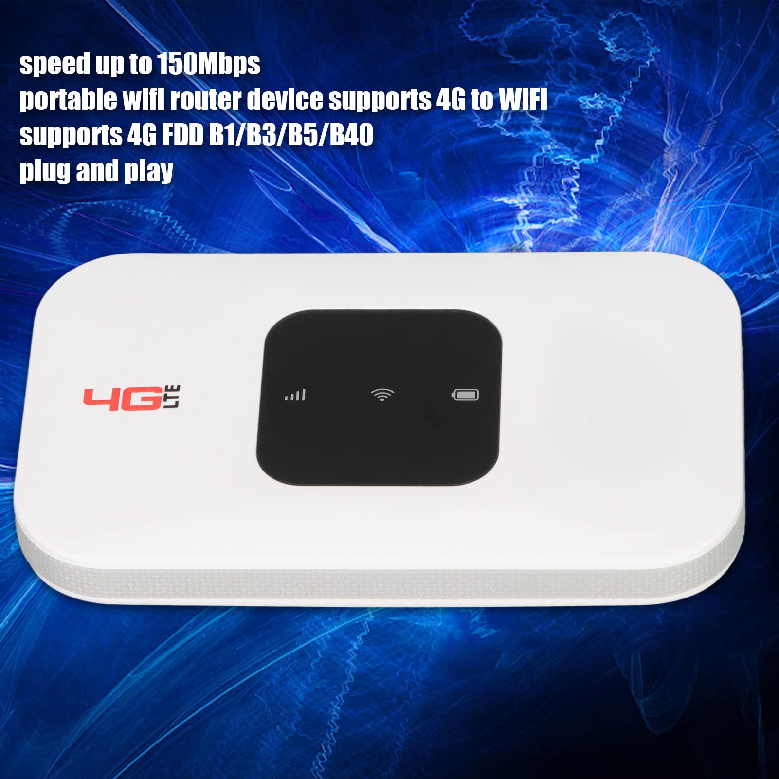 4G LTE WiFi Mobile Hotspot, 150Mbps Mobile WiFi Hotspot 4G LTE Router, Plug SIM Card Portable WiFi Router, for Home Office Travel, 2100mAh Battery