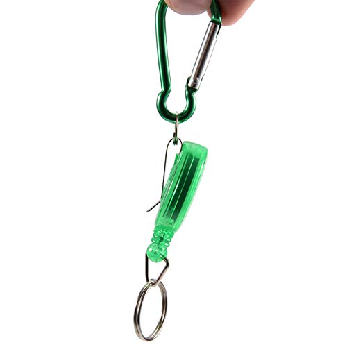 3PCS Fishing Tool Nylon Rope Plug Retractable Ring Reel Holder Key Chain Hand Rope Hanging Buckle(green)