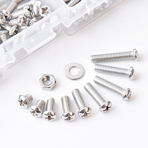 VIGRUE 810Pcs M3 x 4/6/8/10/12/14/16/18/20 mm Screw Assortment Kit 304 Stainless Steel Phillips Pan Head Machine Screws Bolts Nuts Lock Flat Washers with Storage Box