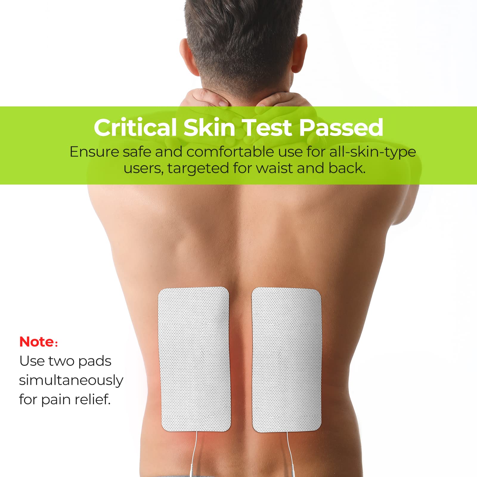 AUVON Extra Large Tens Unit Replacement Pads 4'' x 8" (2 Pcs), Premium Reusable Electrodes Latex-Free Tens Patches with Self-Stick Performance for Waist and Lower Back Pain Relief (Non-Irritating)