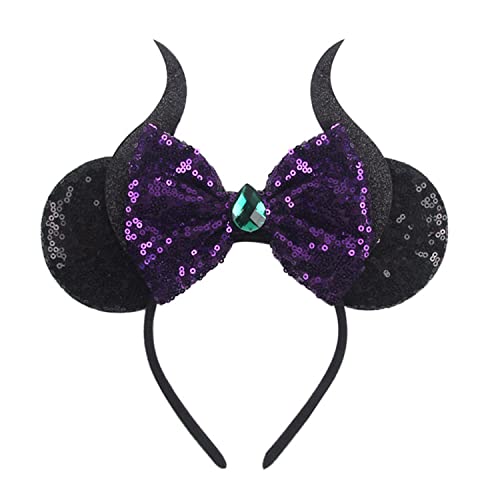 Black Devil Horns Headband Mouse Ears for Women Girls, Mouse Ears for Adult Kids Halloween Ears,Princess hair Accessories Decorations Party Cosplay hair Accessories for Girls