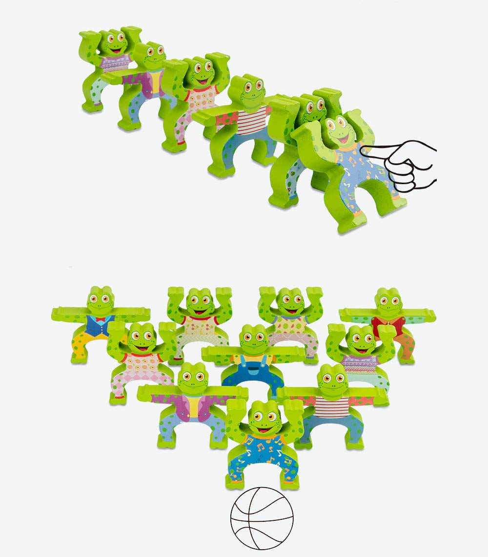 BESTING Balancing Stacking Blocks Frog Blocks Children's Educational Balance Wooden Stacking Acrobatic Interlock Decompression Preschool Toys Balancing Games (HJ012)
