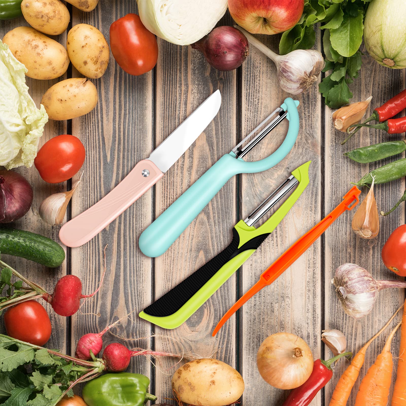 4-Piece Vegetable Peeler Set | Y Peeler for Potatoes, Apples, Carrots, Zucchini and Cucumber | Comfortable Grip Handles | Effortlessly Peel Veggies and Fruits