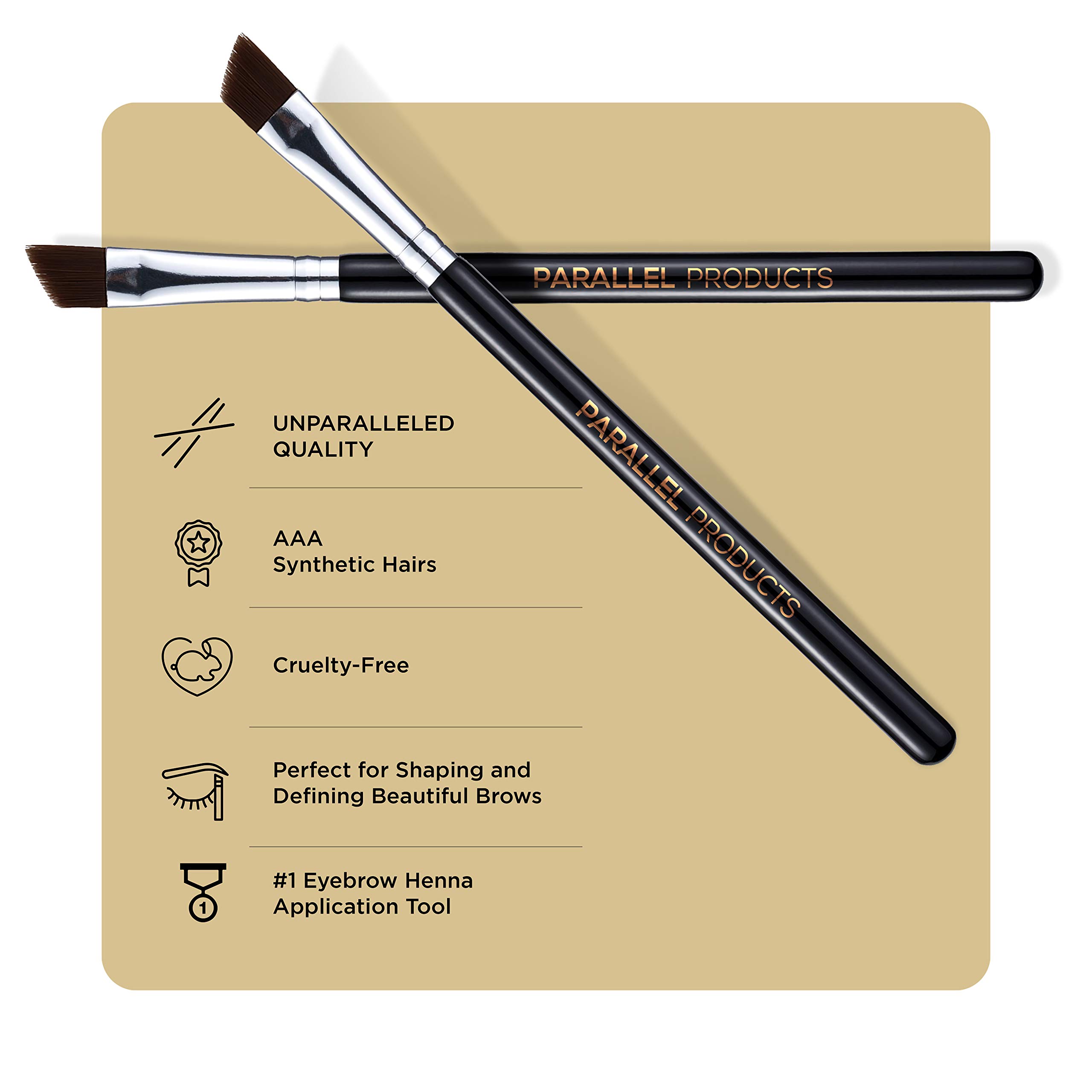 Parallel Products - The BROW Brush - (2 Pack) Premium Angled Eyebrow Brush for Powder, Henna, Cream, Tint, Makeup, Gel, Lamination and Wax