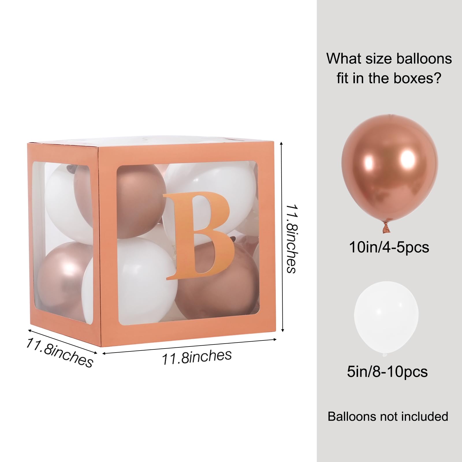 RUBFAC Baby Boxes with Letters for Baby Shower Silver Clear Block Box Transparent Balloon Boxes Birthday Party Decoration Gender Reveal Gift Box