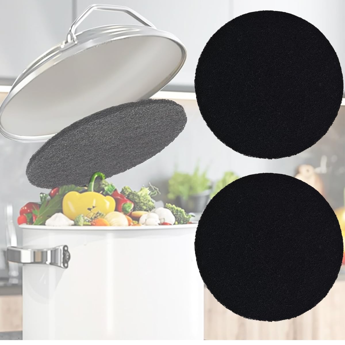 6.7" Kitchen Compost Bin Filter 6 Pack Carbon Filter Extra Thick 0.4"(10mm Replacement Filter Countertop Home Bucket