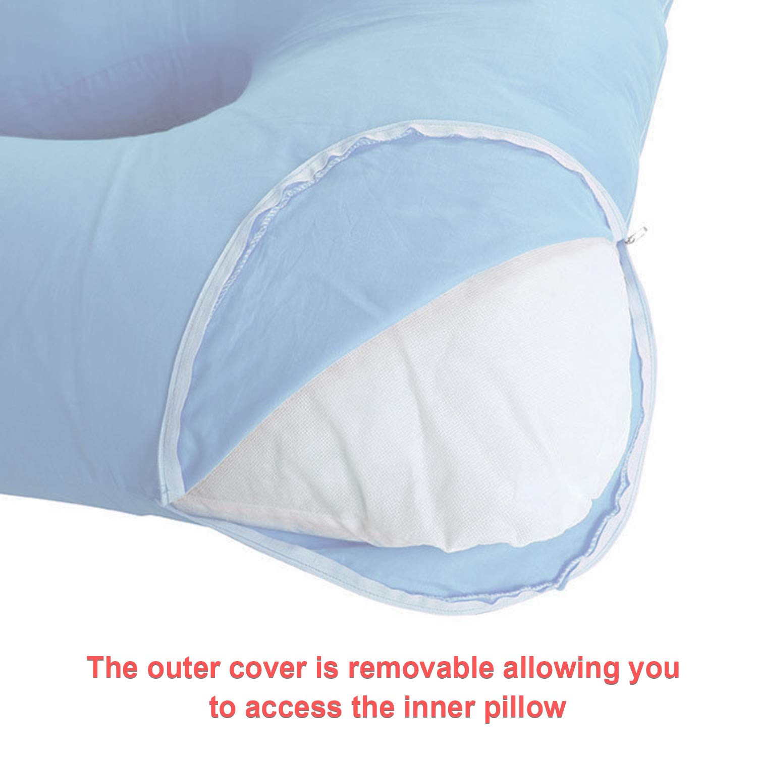 57" Full Body Pregnancy Pillow, C-Shaped Maternity Pillow for Sleeping with Nursing Baby Design, w/Removable Cotton Cover (Gray)