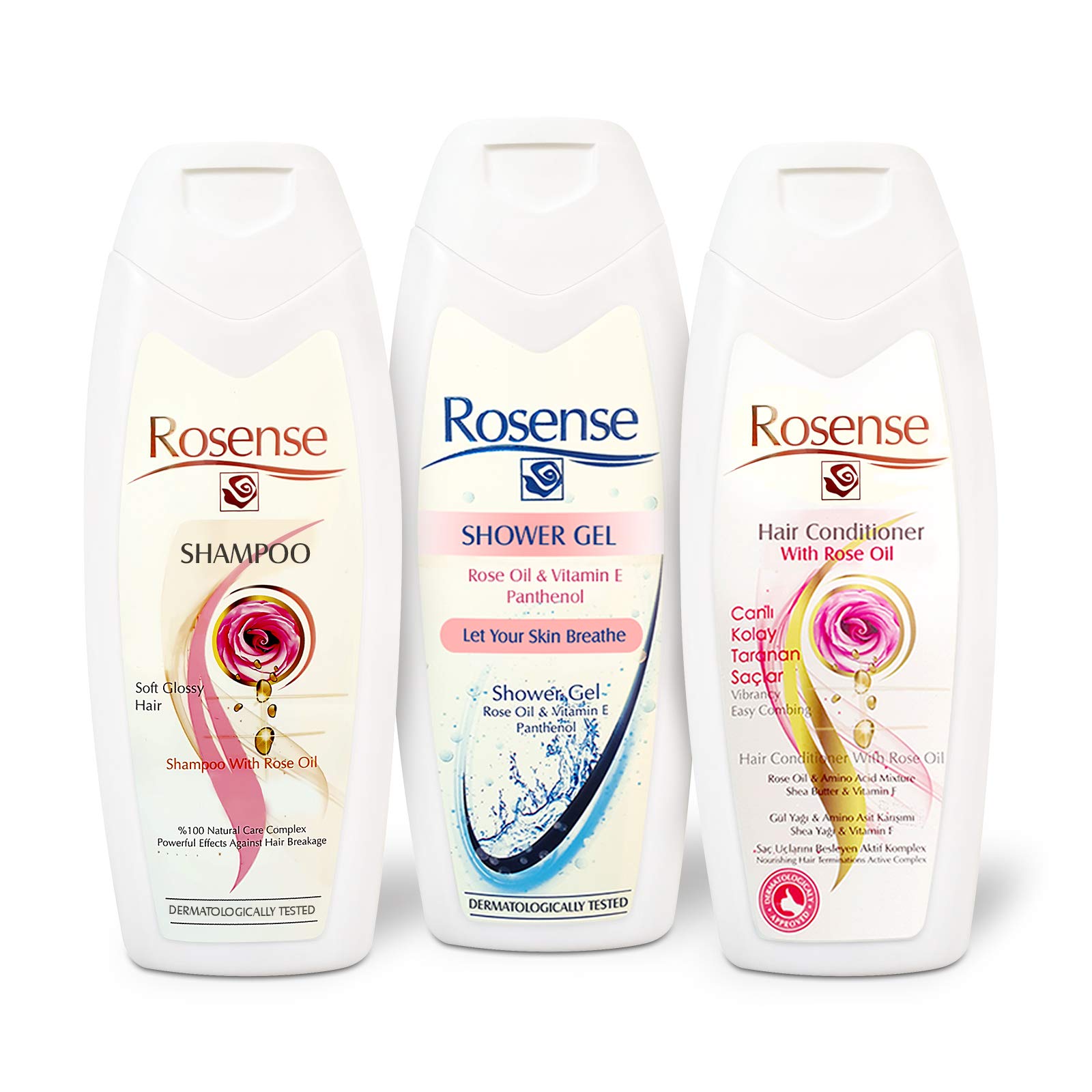 Rosense Shampoo & Conditioner & Shower Gel Bath Set