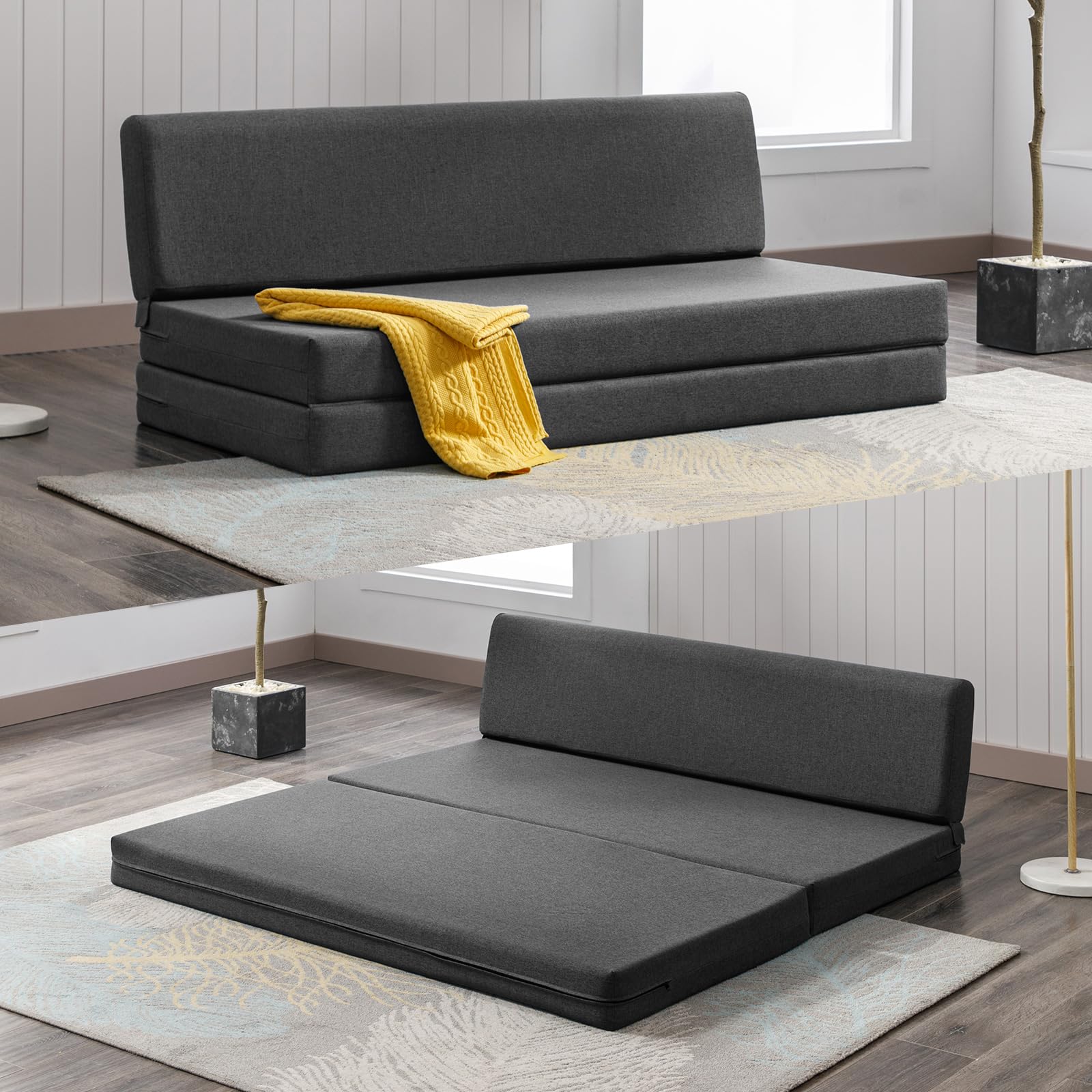 PUREMIND Sofa Sofabed, Full Size, Dark Grey