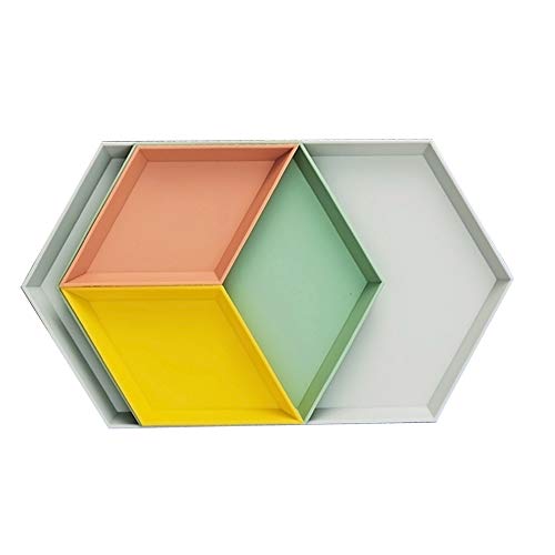 MCleanPin Trinket Dish, Unbreakable Geometric Vanity Tray,Jewelry Tray, Key Bowl,Ring Dish, Decorative Tray, Food serving tray,(4Pack,4colors) Perfect Gifts for Wedding,Birthday and Shower