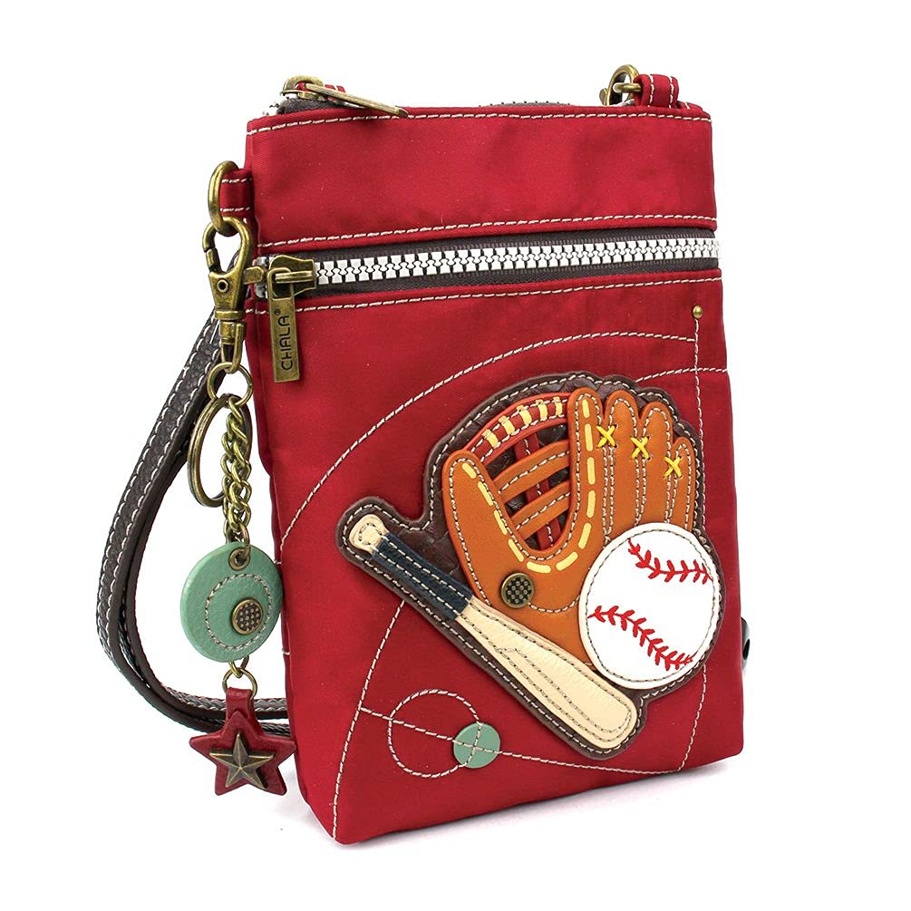Chala Group Handbags Baseball Venture Cellphone Crossbody Handbag RFID Protected, Burgundy
