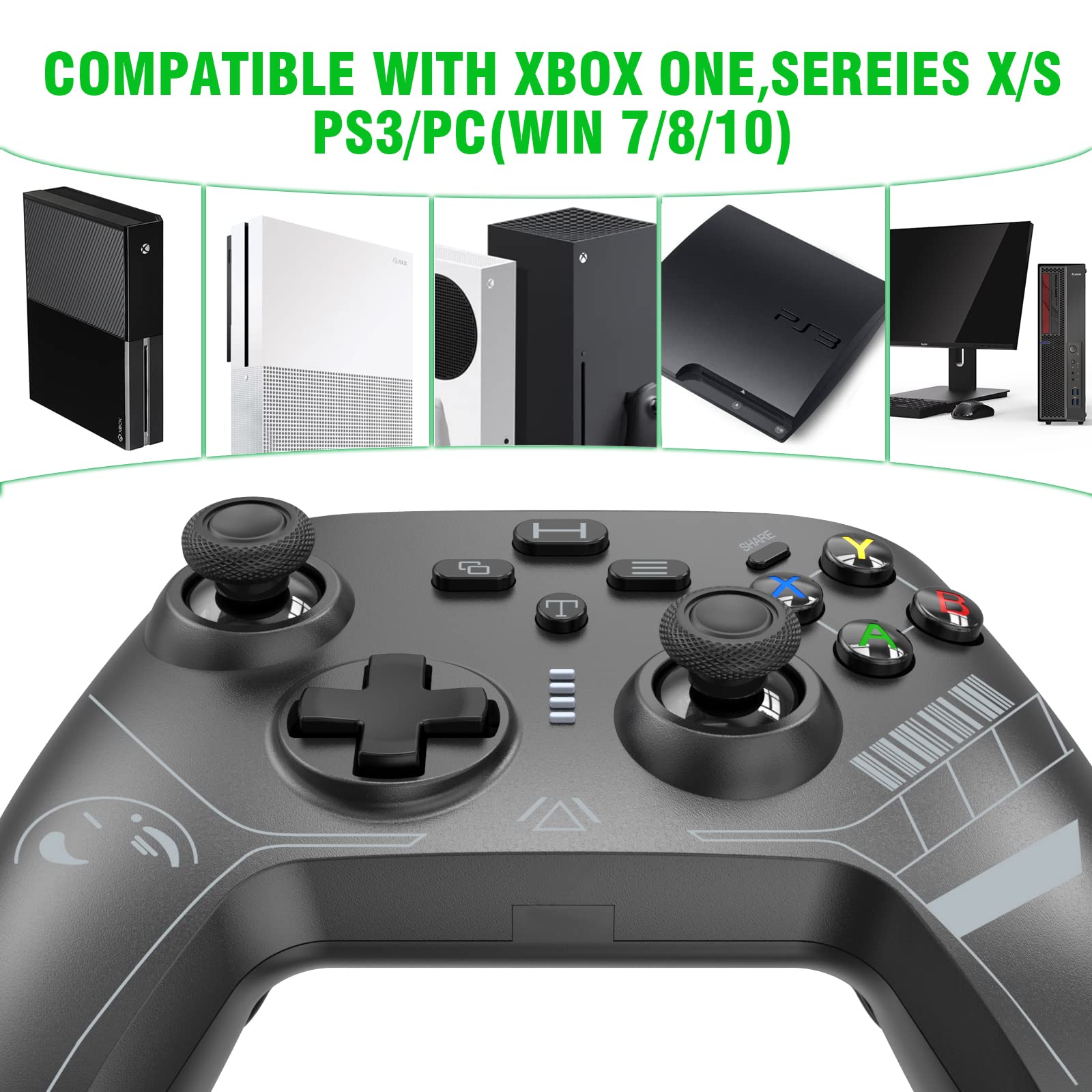 ABTKN Wireless Controller for Xbox Series X|S, Video Game Controller Compatible with Xbox One and PC Windows 7/8/10/11 with 600mAh Battery (No Headphone Jack)