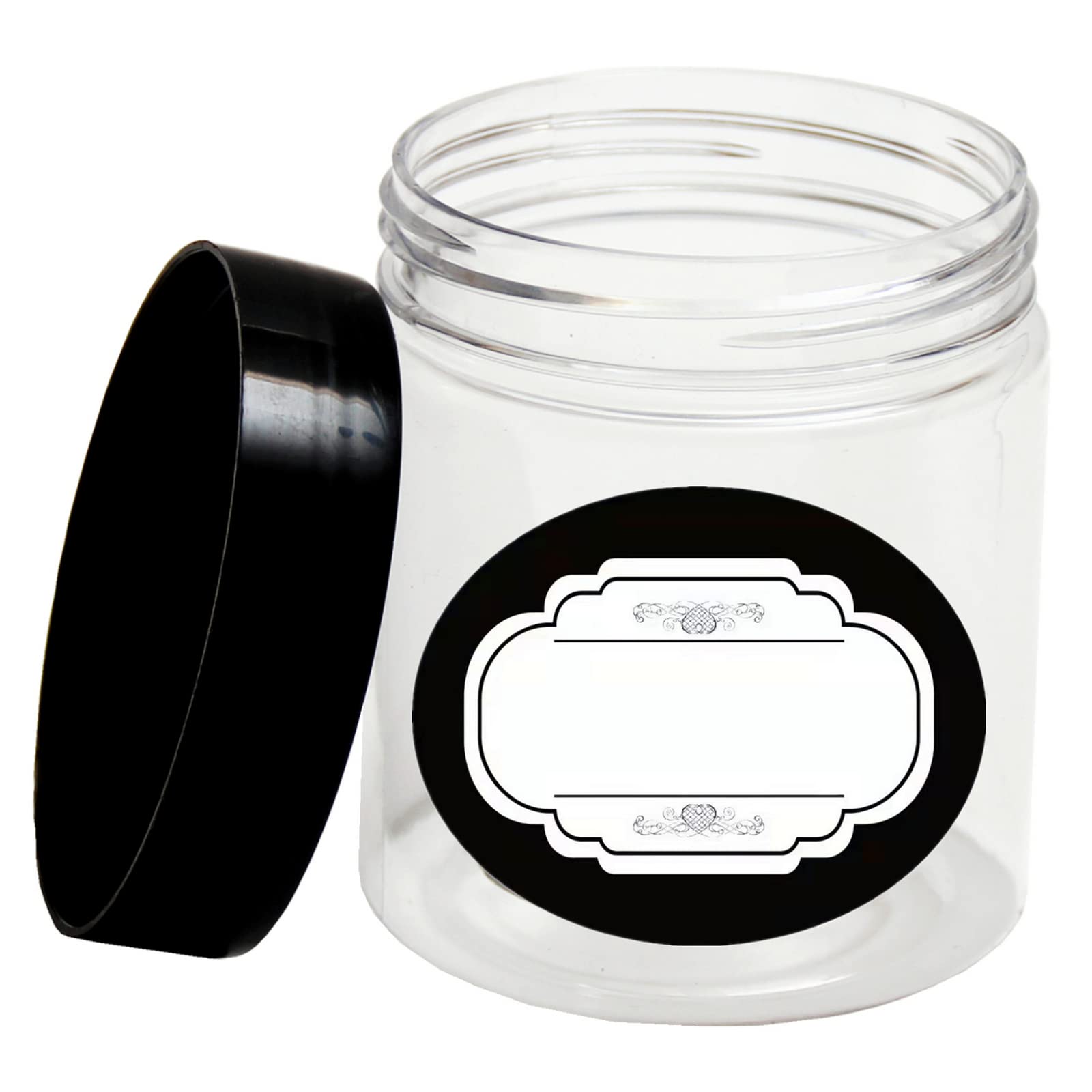 4oz Plastic Jars with Lids,12 Labels,Refillable Empty Round Containers,Pack of 12, Perfect for Cosmetic,Kitchen,Body Scrubs,Lotion,Personal Care Products and more