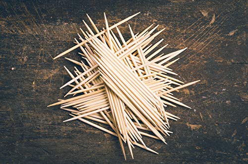 Makerstep 100% Natural Bamboo Toothpicks 1000 Pieces, Sturdy Cocktail Safe Large Round Storage Box Party Appetizer Olive Barbecue Fruit Teeth Cleaning Art Crafts