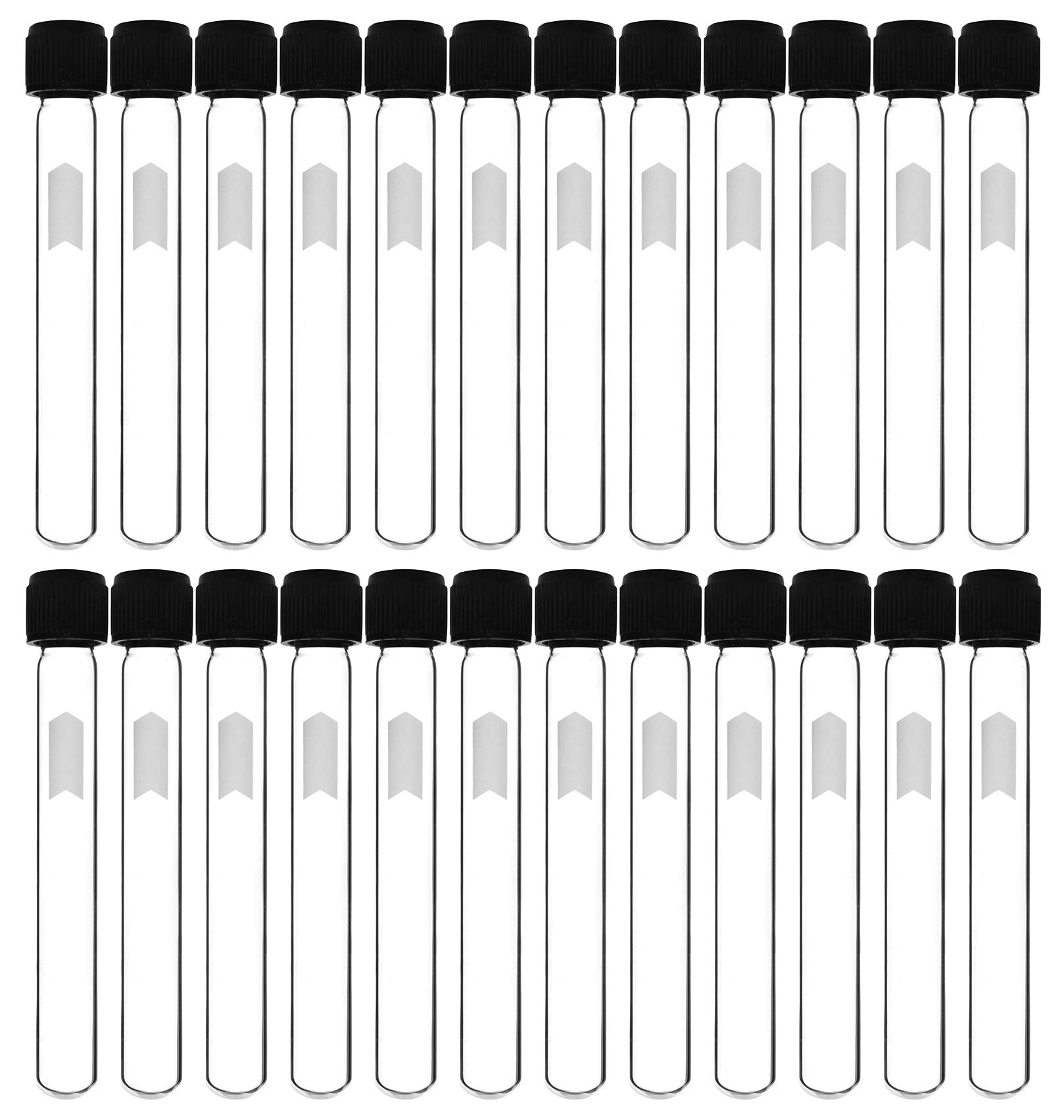 EISCO 24PK Test Tubes, 5ml - Bakelite Screw Cap with Rubber Liner - Borosilicate 3.3 Glass - 3.9" x 0.5"- Round Bottom - Blank Writable Area - Leak Proof
