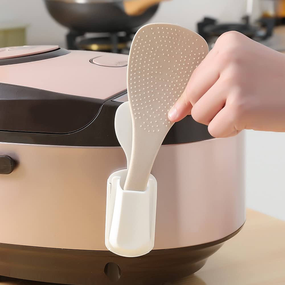 AKOAK 1 Pack Rice Spoon Stand, Plastic Cooker Spoon Organizer, Wall Mounted Household Kitchen/Bathroom Accessory Finishing Rack
