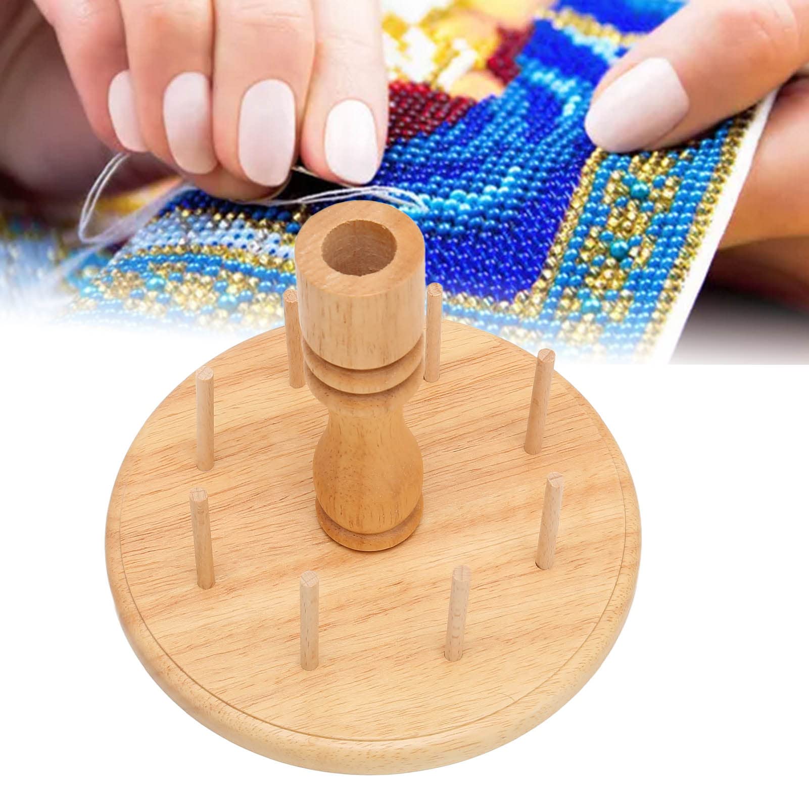 BEIJIALY Wooden Thread Holder Rack, Small Thread Rack, Thread Organizer for Sewing, 8 Spools Beech Wood Bobbin Holder Embroidery Quilting Sewing Tools