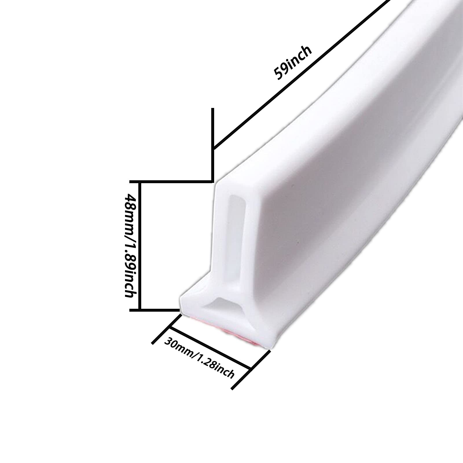 59 Inch Self-adhesive Bathroom Water Dam,Shower Door Threshold,Collapsiable Silicone Water Stopper,Kitchen Sink Splash Guard for Bathtub,Restroom