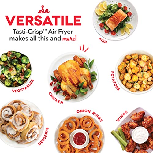 DASH Tasti-Crisp™ Electric Air Fryer Oven Cooker with Temperature Control, Non-Stick Fry Basket, Recipe Guide + Auto Shut Off Feature, 1000-Watt, 2.6Qt, Black