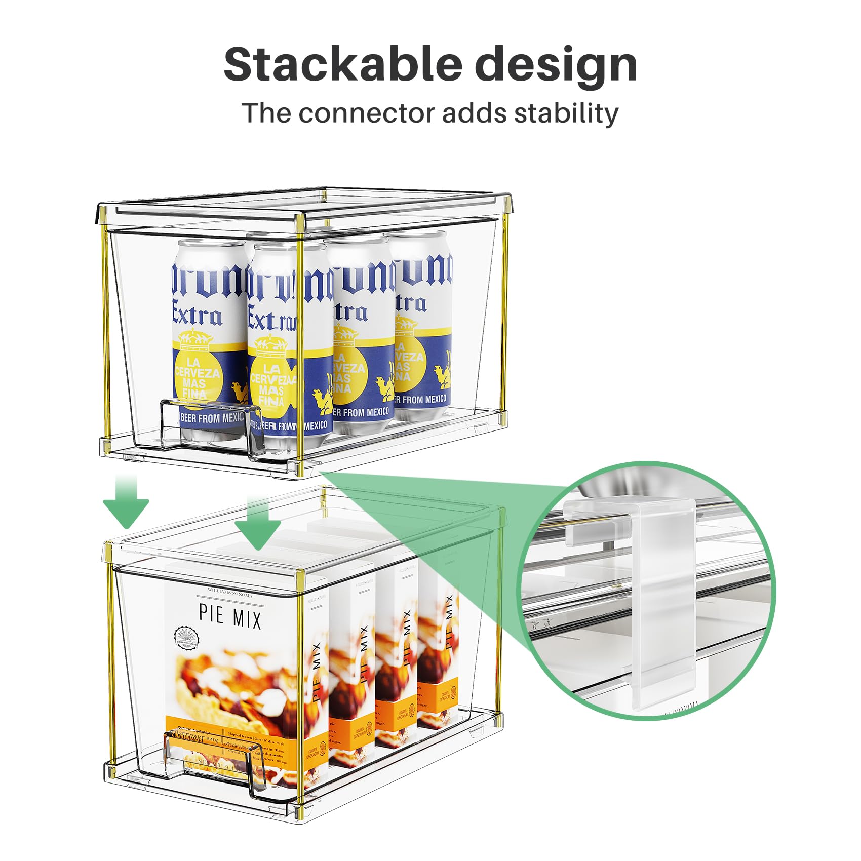 4Pack Large Stackable Kitchen Storage Drawers Multi-purpose under Sink Acrylic Drawers Organizers Clear Drawer Organizers Bins with Handles for Bathroom Kitchen Pantry