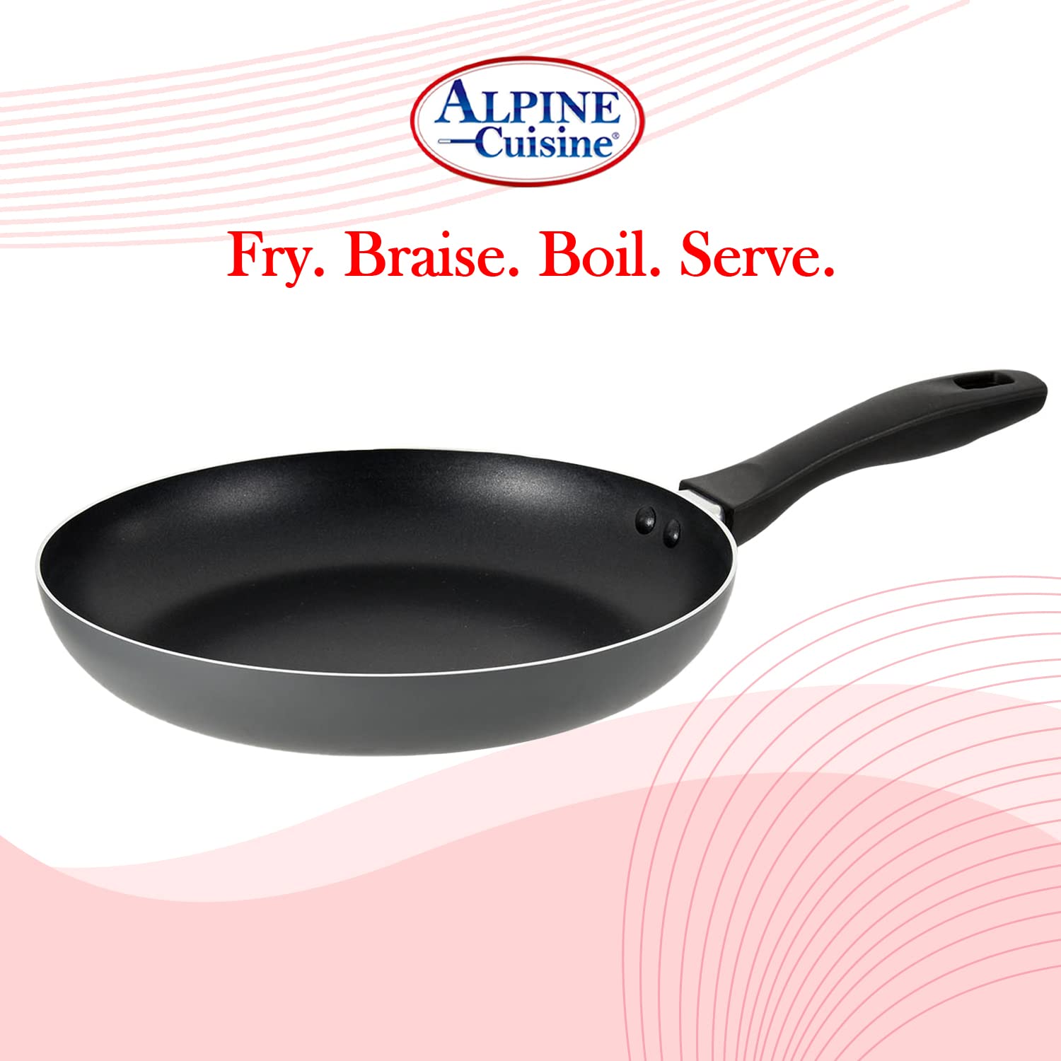 Alpine Cuisine Aluminium Nonstick Coating Frying Pan Gray 8in with Ergonomic Bakelite Handle & Healthy Cooking Pan, Ideal for Family, Durable & Evenly Heated, Heavy Duty & Dishwasher Safe