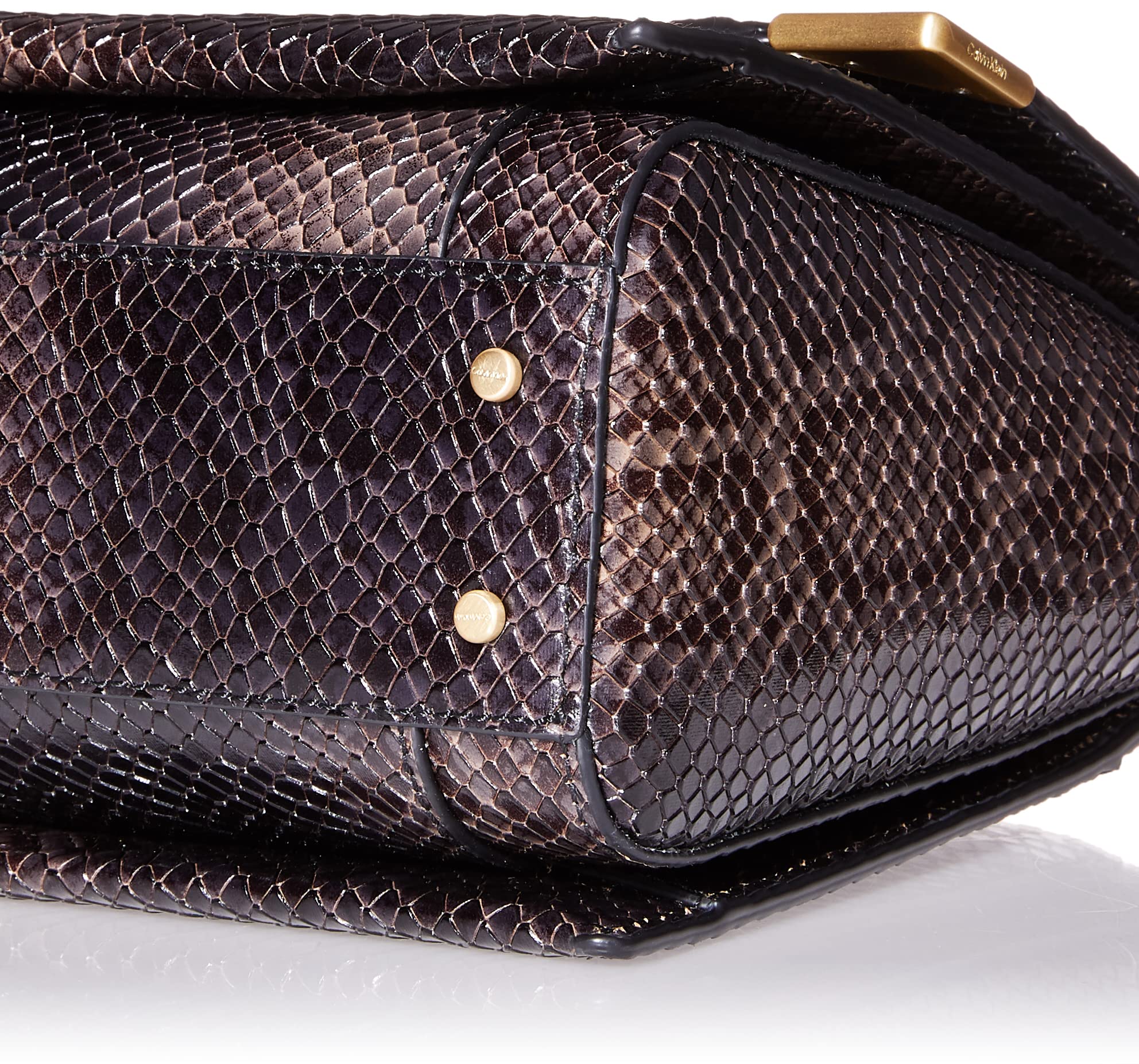 Calvin Klein Fern Top Handle Crossbody, Black Python
