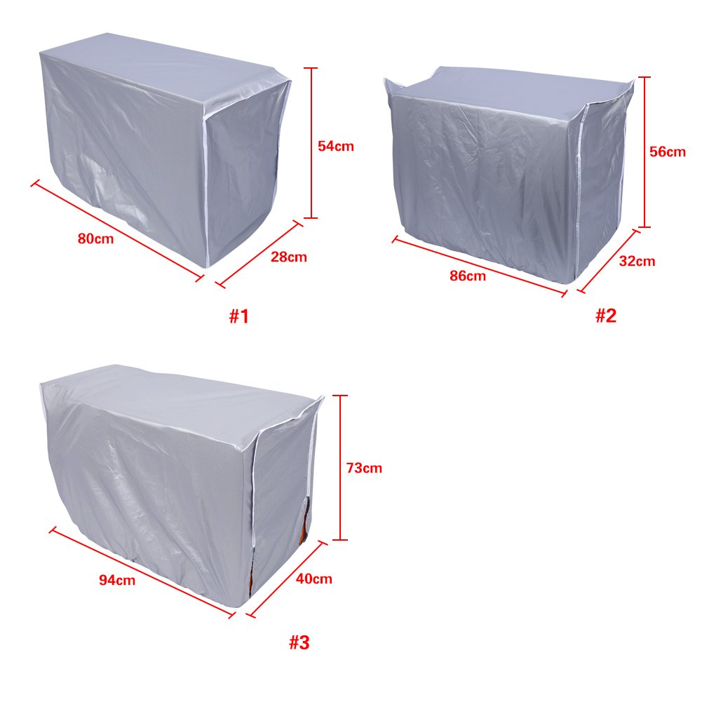 Bewinner Air Conditioner Cover, Anti-Dust Anti-Snow Waterproof Sunproof Conditioner Protector for Outdoor Use, Rectangle, Silver (94 40 73 cm)