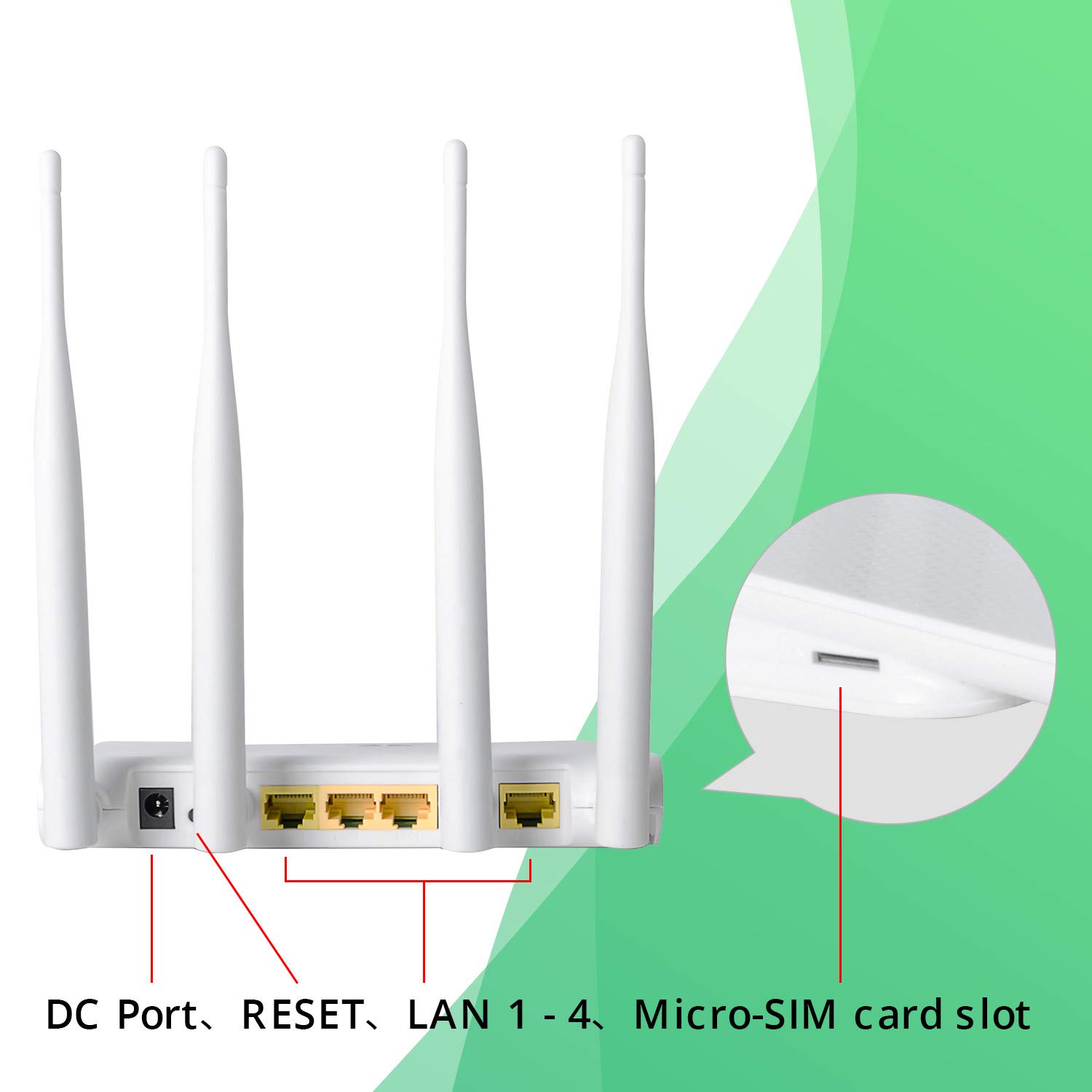 Dionlink 4G LTE CPE Unlocked 4G Wireless WiFi Router with SIM Card Slot-300Mbps WiFi Hotspot Router,Support T-Mobile and ATT (4 Antenna)