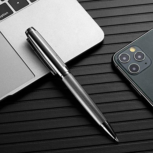Nekigoen Ballpoint Pen with Gift Box for Men Women,Luxury Stainless Steel Retractable Pen Executive Home Office Use, and 2 Extra Refills Black Ink 1.0mm B2 (full gray)