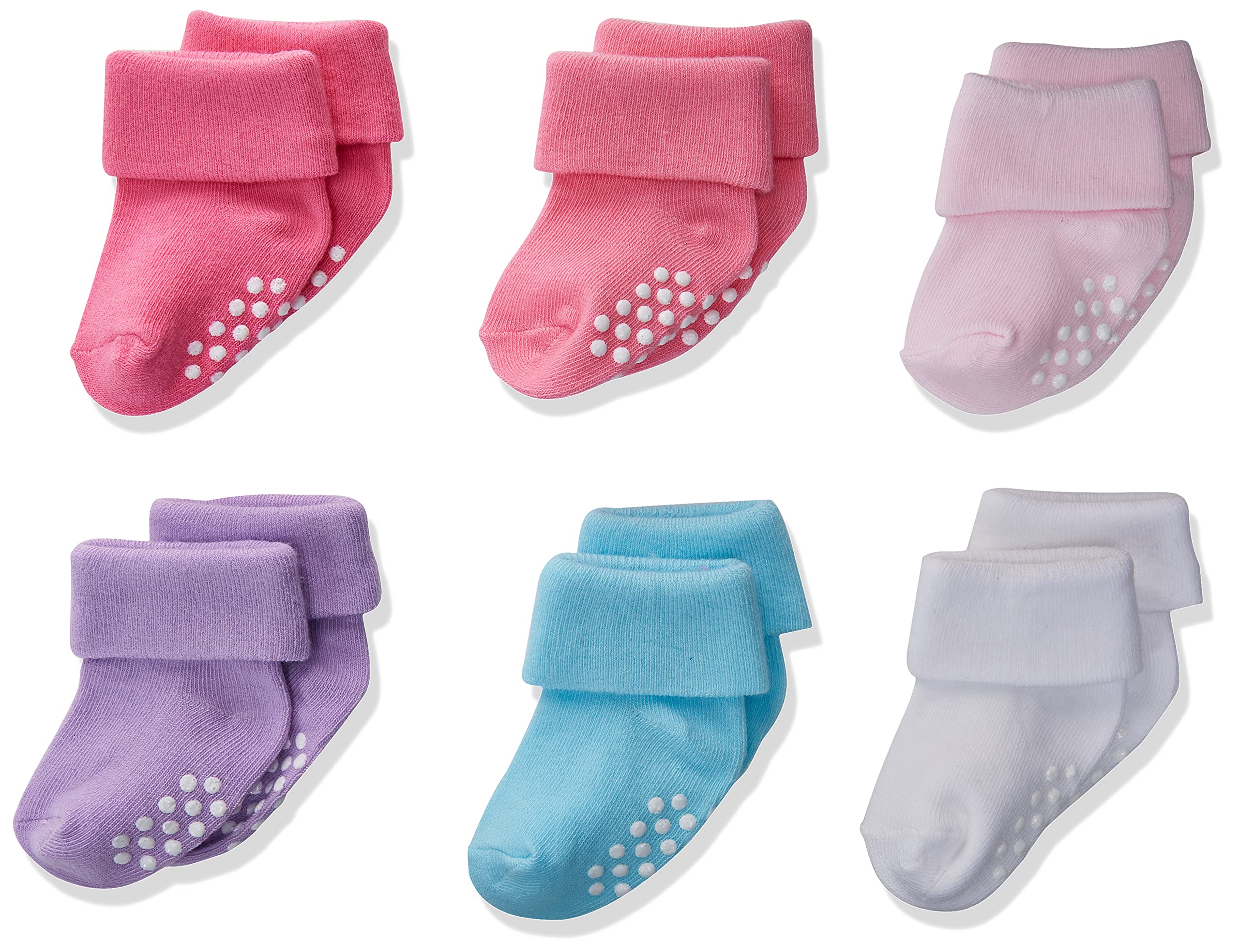 Jefferies Socks Baby Girls' Non-skid Turn Cuff 6 Pair Pack Casual Sock, Girl Multi, 3-12 Months US
