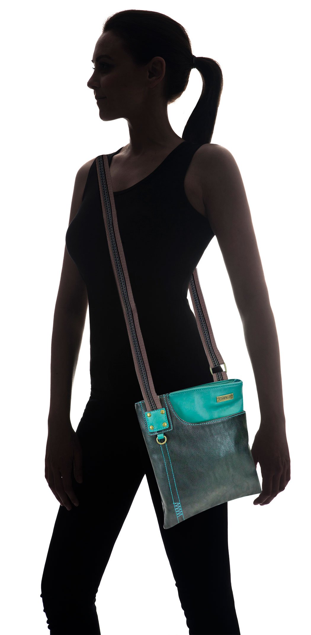 CHALA New Crossbody SWING Bag Vegan Leather (Black- Sea Turtle)