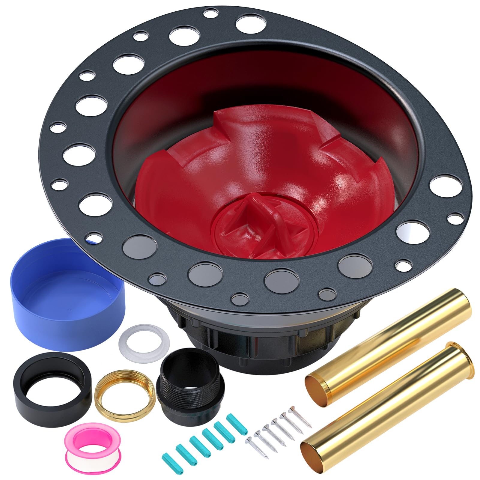 ABS Freestanding Tub Drain Rough-in Kit, ABS Plastic Adapter, Bathtub Drain Kit with Brass Tail Pipes, Compatible with Freestanding Bathtub, Floor Mounted Bathtub and Copper Bathtub