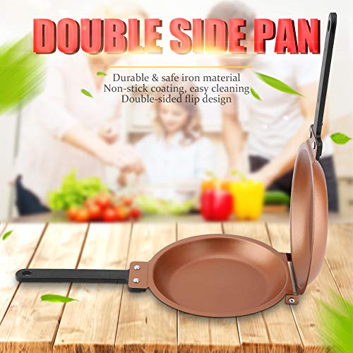 Akozon Frying Pan, Double Side Non-stick Flip Frying Pan Fried Egg Pancake Maker Household Kitchen Cookware Double Sided Pancake Pan