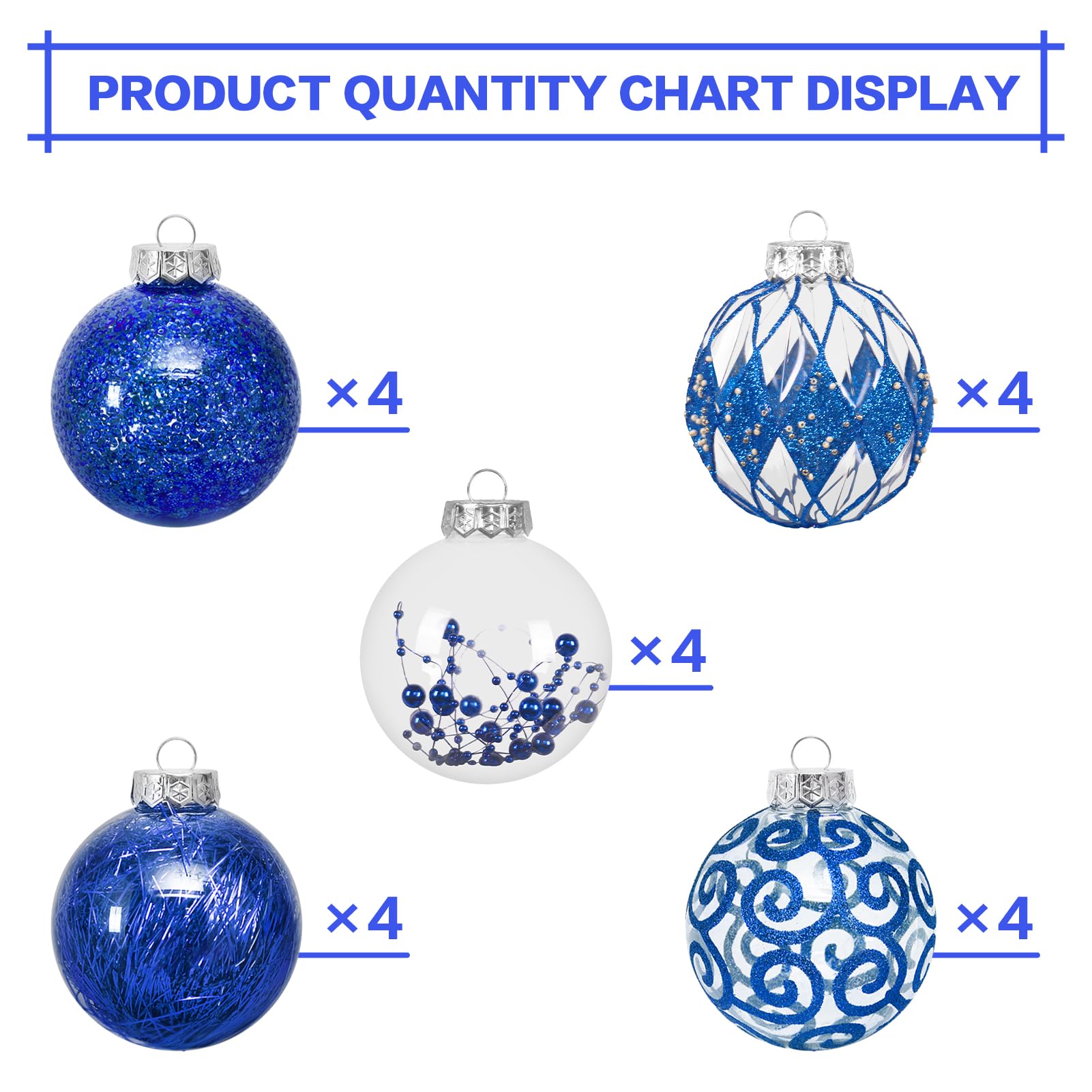 60MM/2.36" Clear Christmas Ornaments Set, 25PCS Shatterproof Decorative Hanging Ball Ornament with Stuffed Delicate Decorations, Xmas Tree Balls for Holiday Party - Green.